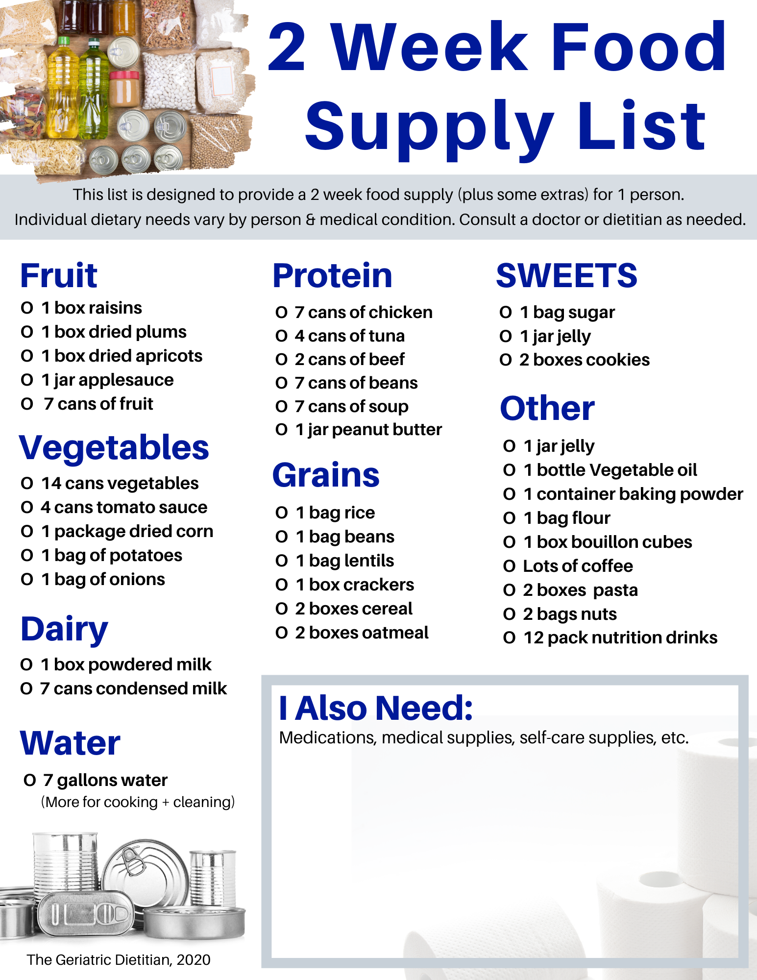 2 Week Food Supply List FREE Download The Geriatric Dietitian